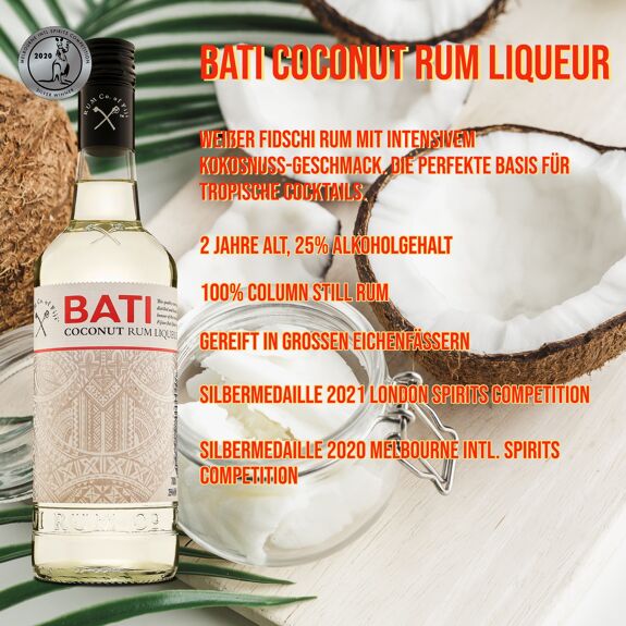 BATI Coconut Rum Liqueur, 700 ML, 25% - RATU Fiji Rum – Genusssucht