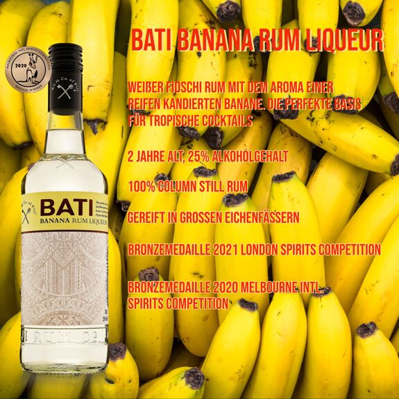 BATI Banana Rum Liqueur, 700 ML, 25% - RATU Fiji Rum – Genusssucht